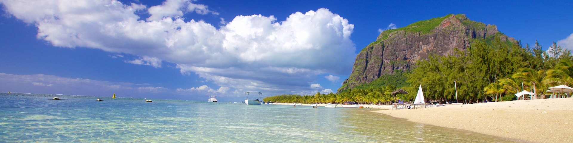 Le Morne que inclui uma praia e paisagens litorâneas