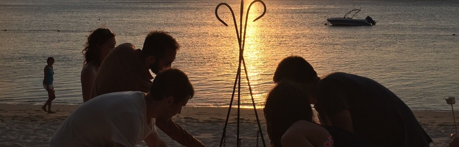 Marshmallow toasting at sunset