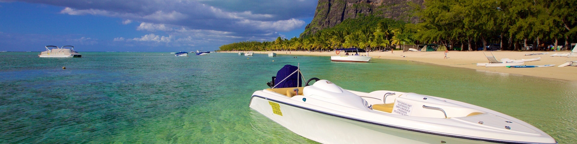 Le Morne which includes a bay or harbor and boating