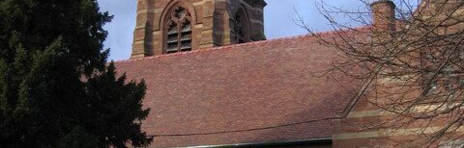 South side of St Mary's, Pulford The south side and tower of the John Douglas church, which was built between 1881 and 1884. The ancient church was demolished at that time.