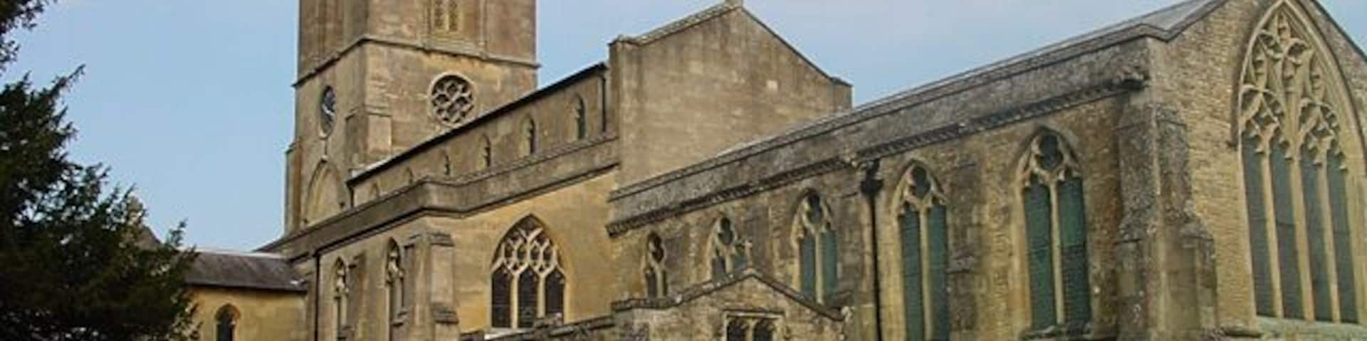 St Mary the Virgin parish church, Gillingham, Dorset, seen from the southeast, with the 14th-century chancel on the right