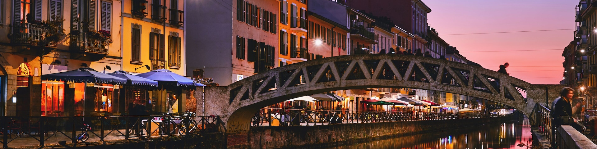 Milan's Naviglio Grande at sunset