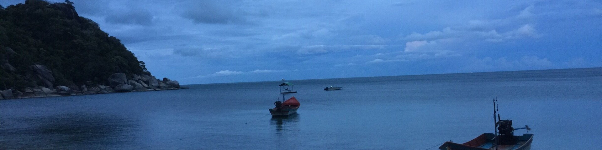 The bay looks like a painting at dusk....