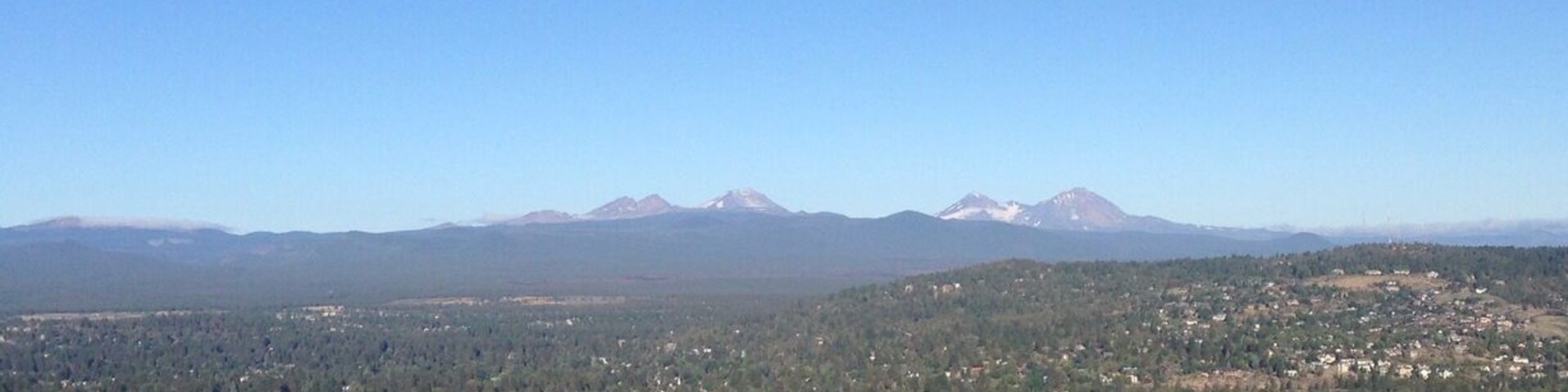 A heck of a view of the Three Sisters from the top of Pilot Butte. You can get to the top by vehicle or by foot.
