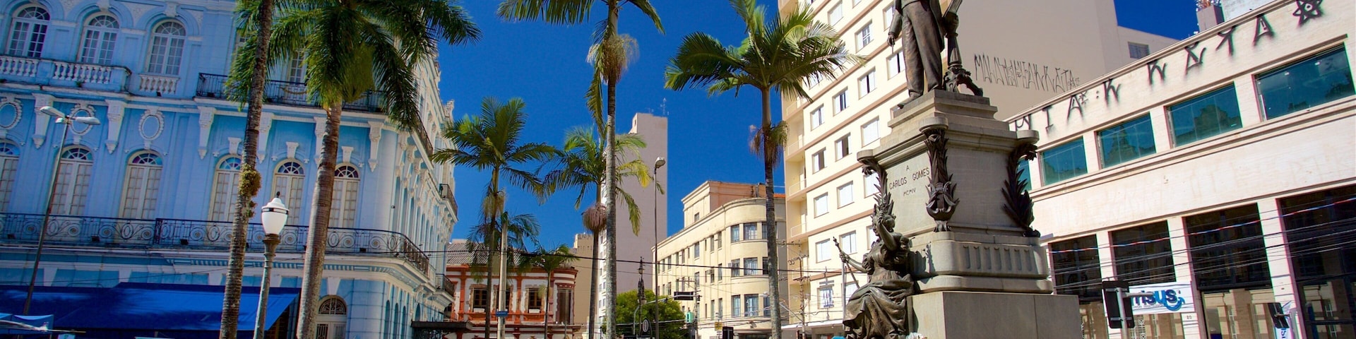Campinas showing a statue or sculpture and a city