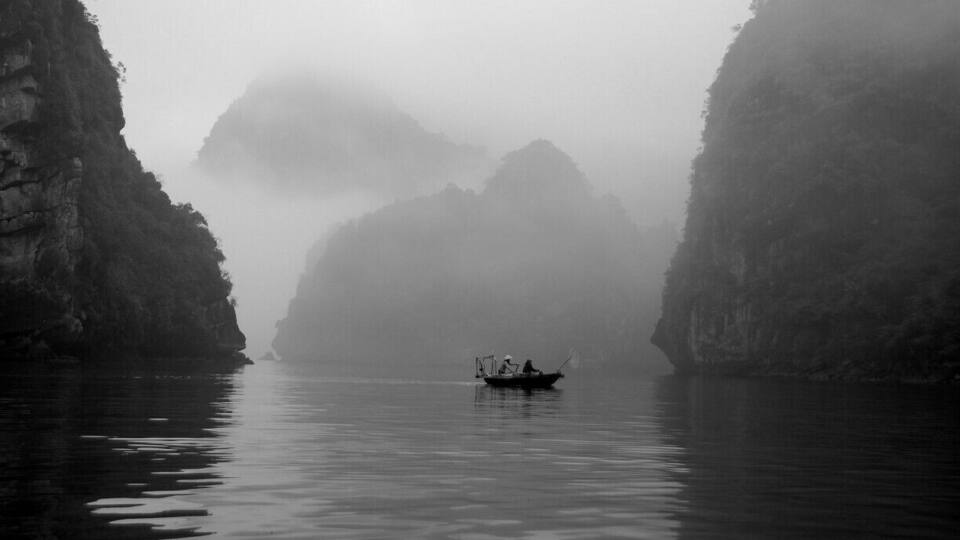 A misty morning in Bai Tu Long Bay