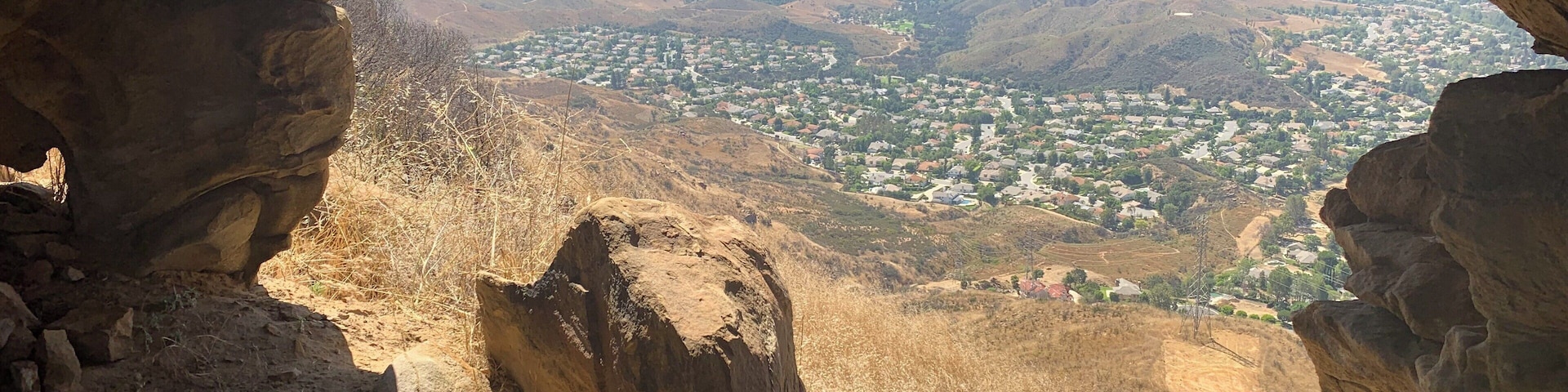 Located near Simi Peak this rock shelter forms an arch framing scenic views of Thousand Oaks.