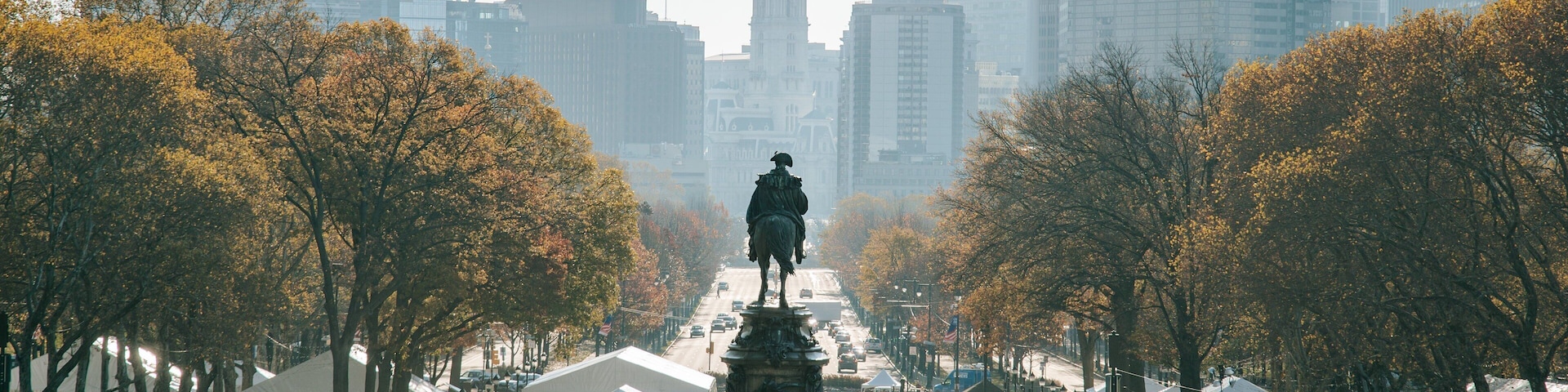 Center City which includes a city, a statue or sculpture and landscape views