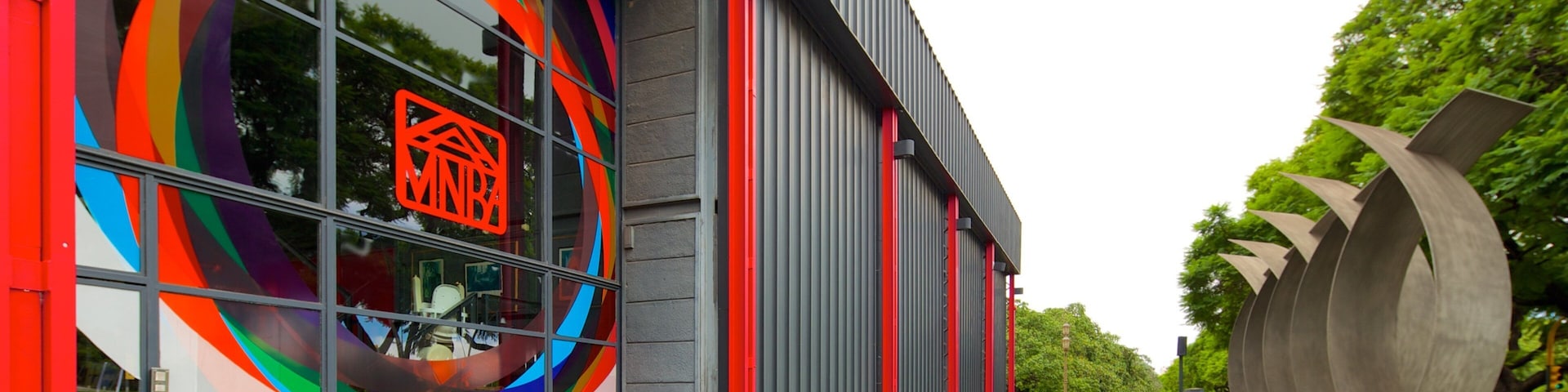 National Museum of Fine Arts which includes outdoor art and modern architecture