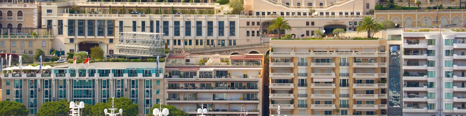 Monaco Harbour showing a coastal town, a city and a bay or harbor