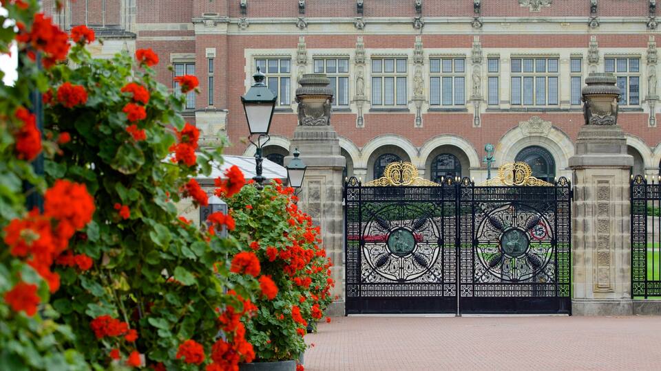 Peace Palace featuring a castle, flowers and heritage architecture