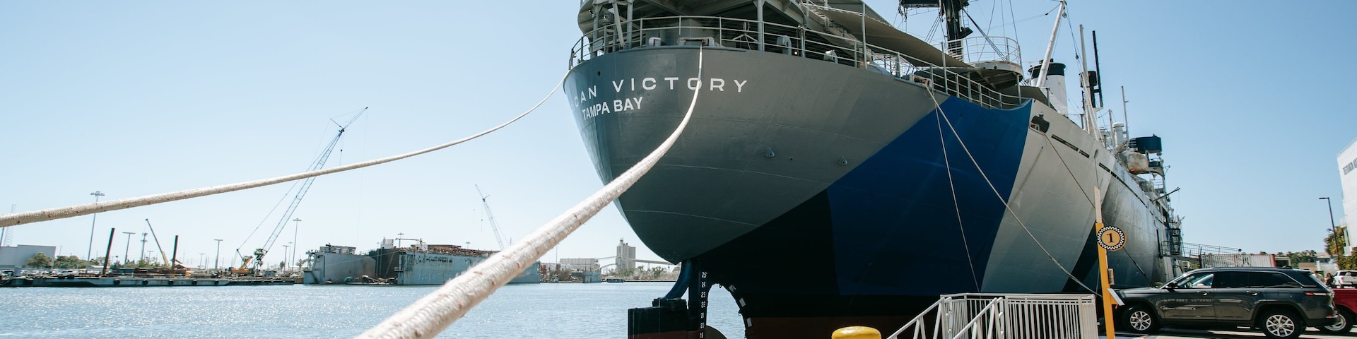 American Victory Ship Mariners Memorial Museum featuring a marina