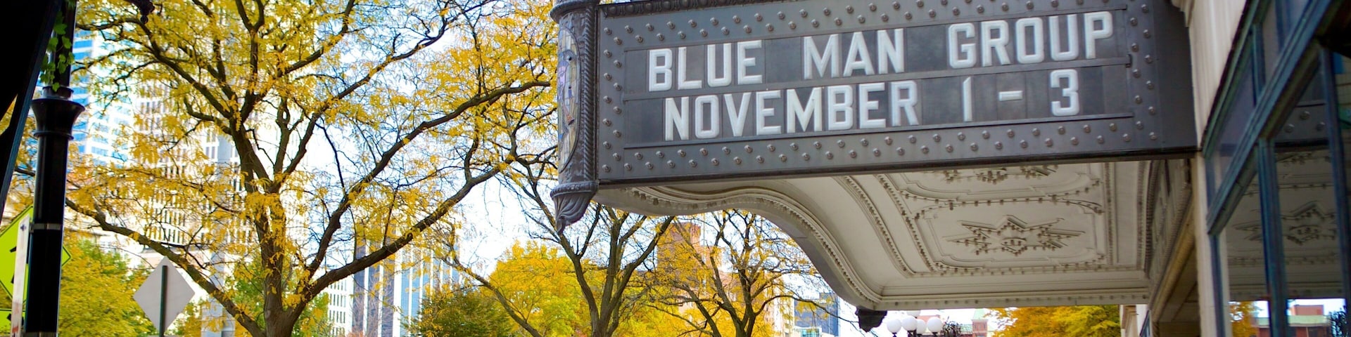 Ohio Theatre which includes signage, theater scenes and street scenes