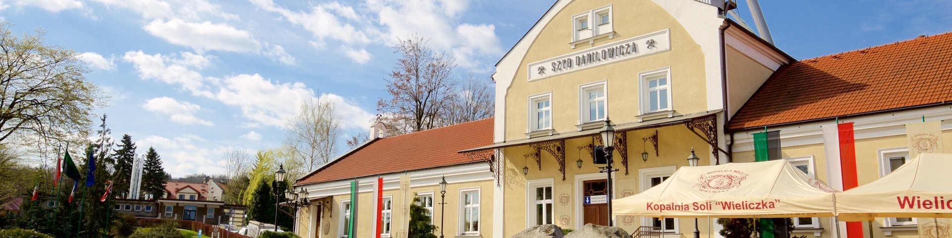 Wieliczka Salt Mine featuring a garden and heritage elements