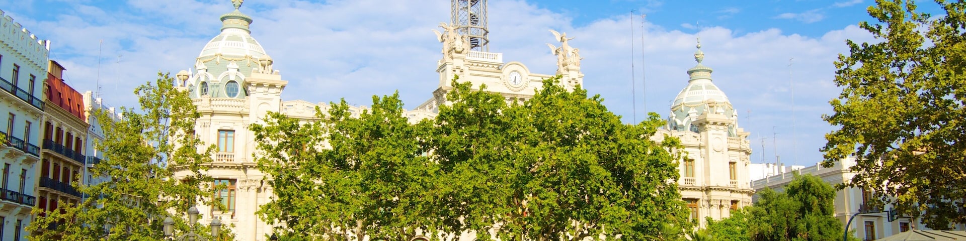 Plaza de la Reina que inclui arquitetura de patrimônio, uma cidade e uma praça ou plaza
