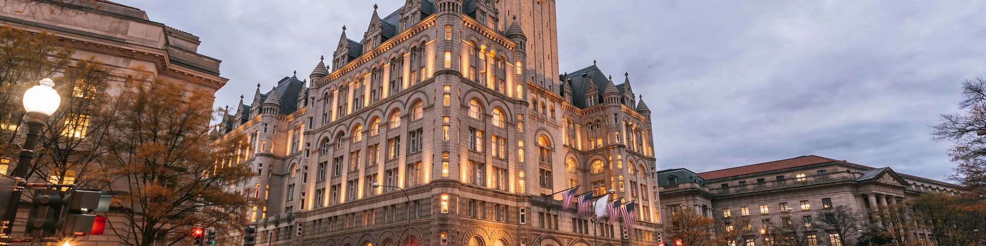 Old Post Office Pavilion showing a city, heritage architecture and night scenes