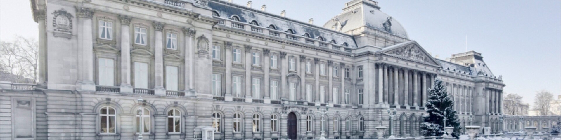 Royal Palace of Brussels showing a castle, heritage architecture and snow
