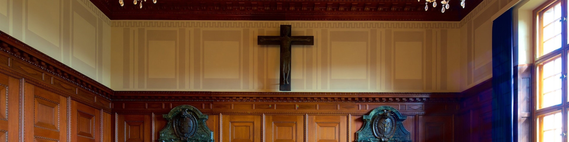 Nuremberg Palace of Justice featuring a church or cathedral and interior views
