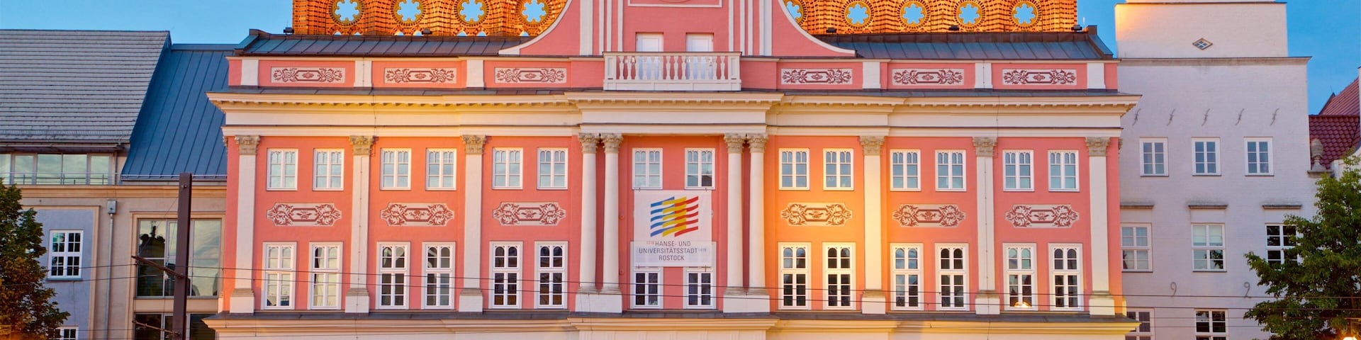 Town Hall showing night scenes and heritage architecture