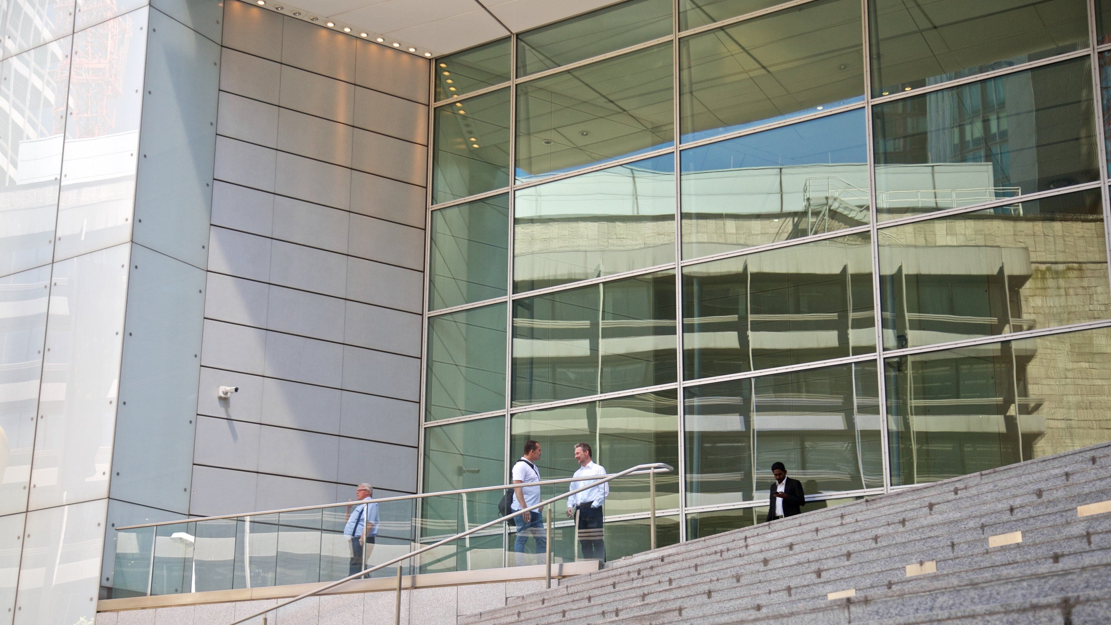 Commerzbank Tower as well as a small group of people