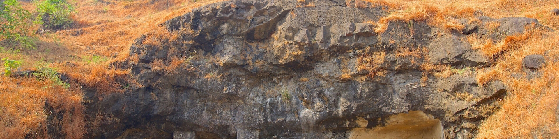 Elephanta Caves featuring tranquil scenes and building ruins
