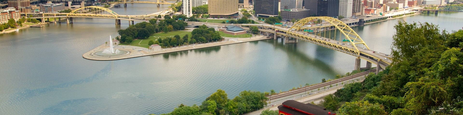 Duquesne Incline which includes a river or creek and a city