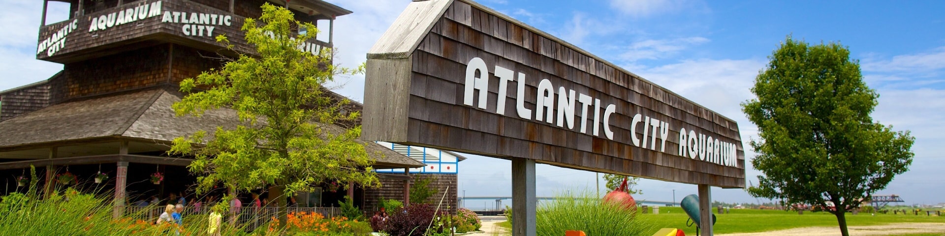 Atlantic City Aquarium which includes marine life and signage