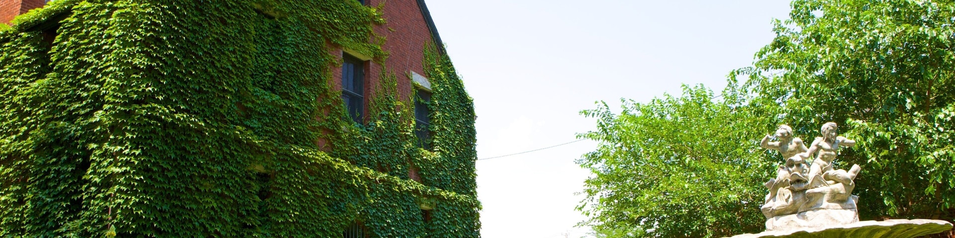 Newark Museum featuring a garden and a fountain