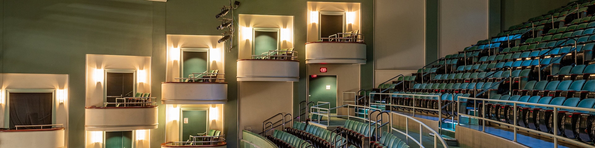 Harrison Opera House showing interior views and theater scenes