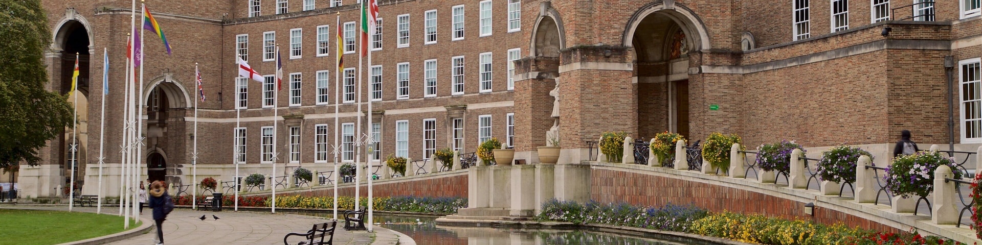 Bristol Council House featuring heritage architecture and a river or creek
