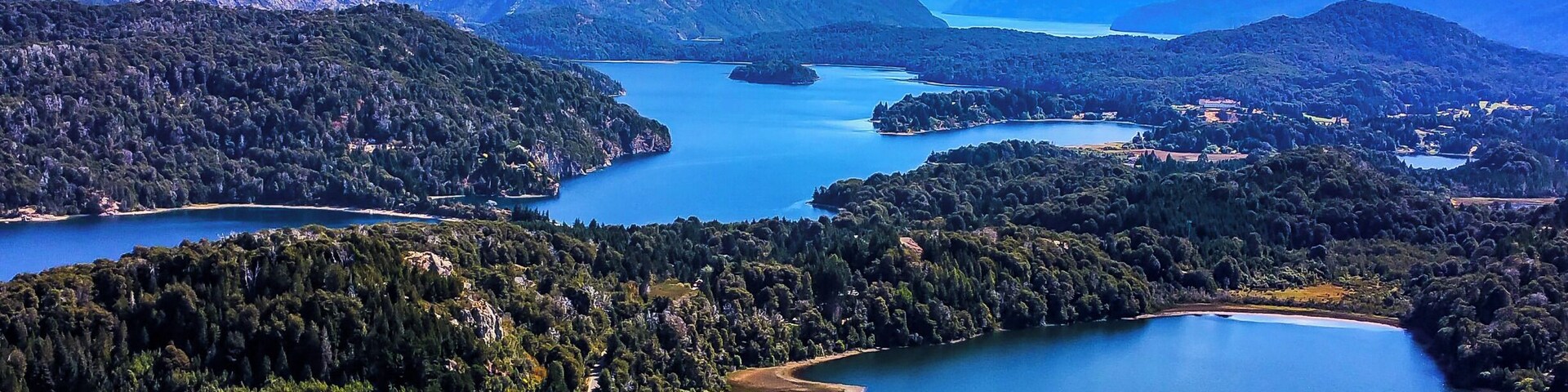 Spectacular panoramic view of the Lakes District in Northern Patagonia, Argentina