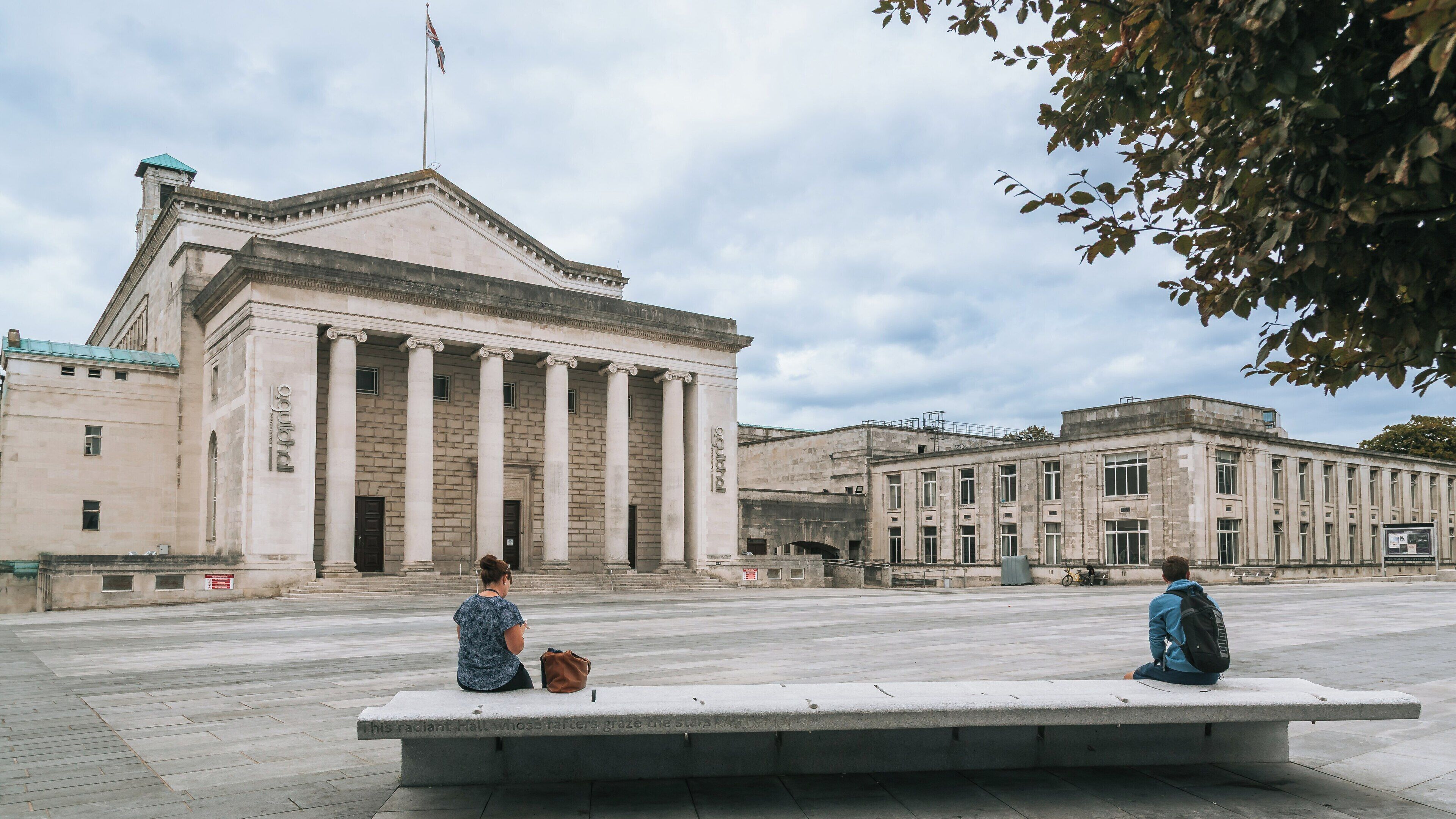 Civic Centre in Southampton City Centre showcases architectural beauty and public space on a cloudy day