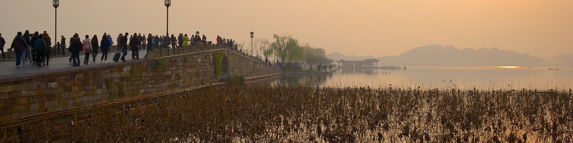 Broken Bridge showing a sunset and general coastal views