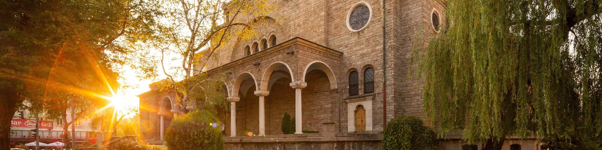 Saint Nedelya Church featuring a sunset and heritage architecture