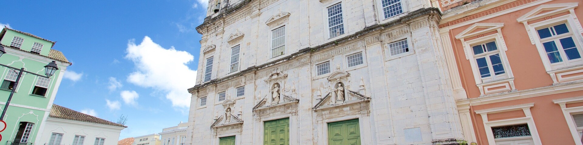 Cathedral of Salvador which includes a church or cathedral, religious aspects and street scenes