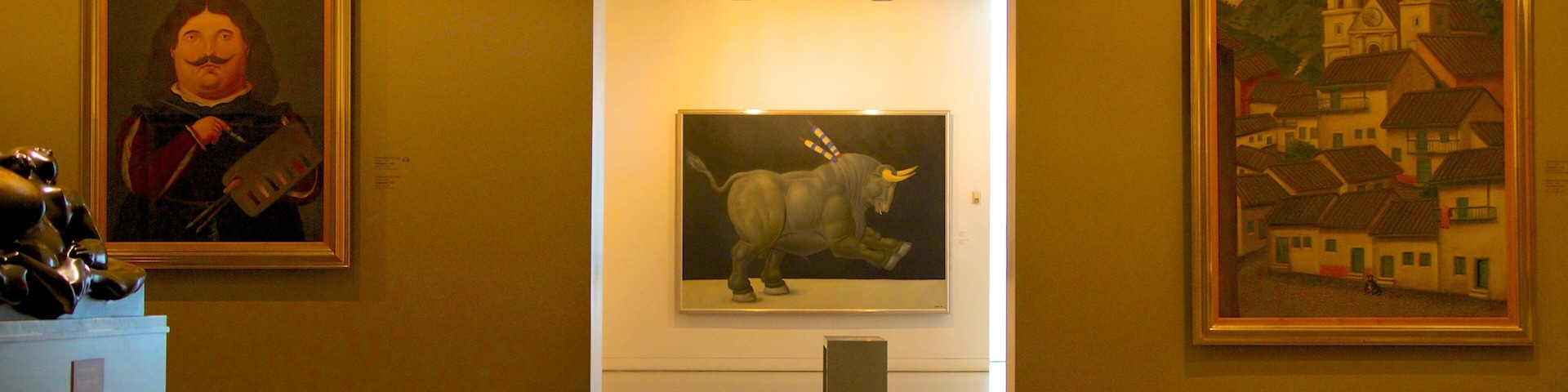 Museo de Antioquia mostrando vistas internas e arte