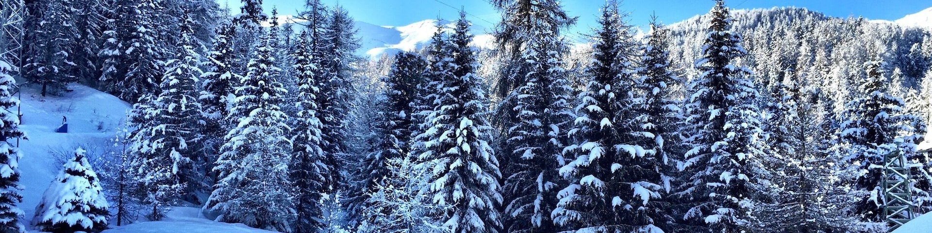 Morning view from the Hotel Plan Bois towards the mountains and main runs. I haven't adjusted the colours on this, the snow really does match the sky!