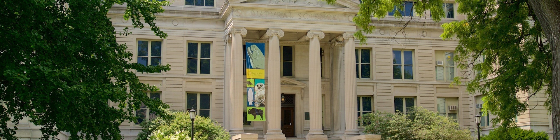 Iowa Museum of Natural History which includes an administrative buidling, heritage architecture and a park