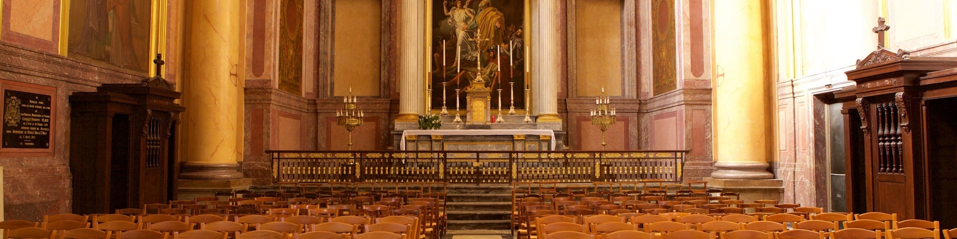 Rennes Cathedral featuring interior views and a church or cathedral