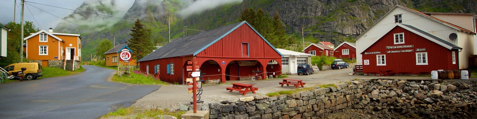 Norwegian Fishing Village Museum featuring a small town or village and mist or fog
