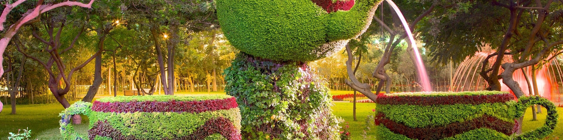 Exposition Park which includes outdoor art, a garden and flowers