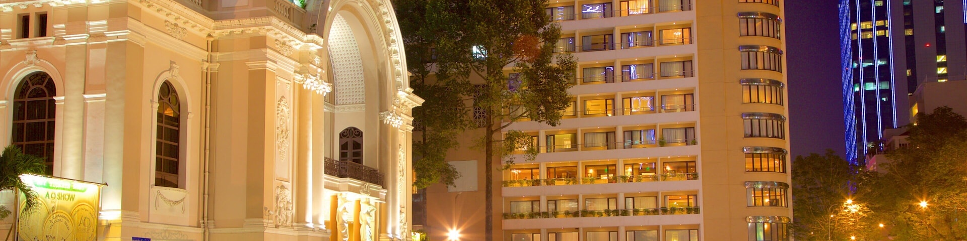 Opera House which includes night scenes and heritage architecture