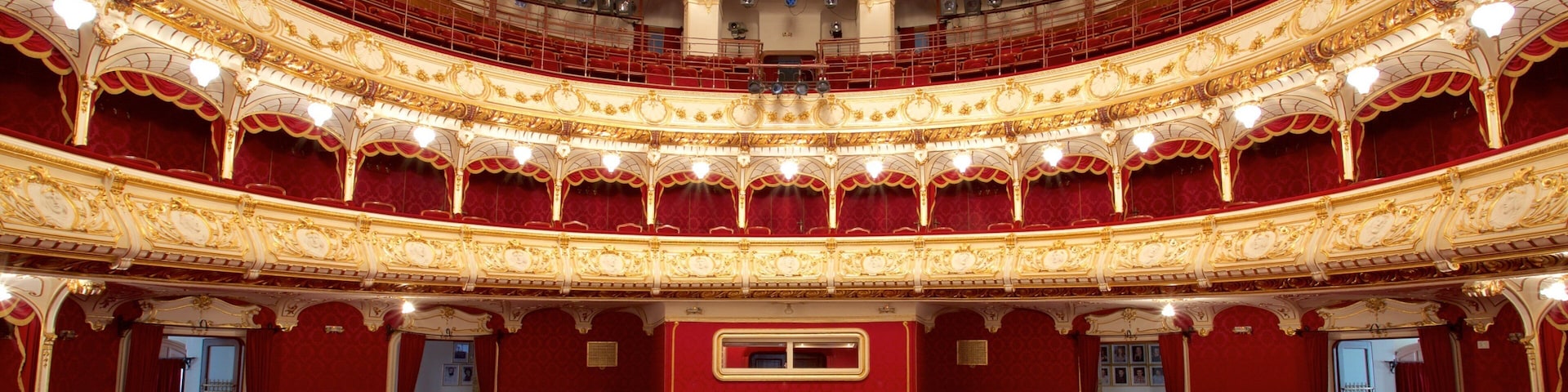 Nagyvárad State Theatre featuring interior views and theater scenes