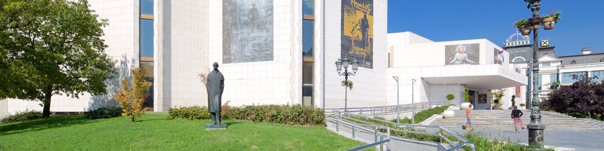 National Theatre of Serbia featuring theater scenes and a city