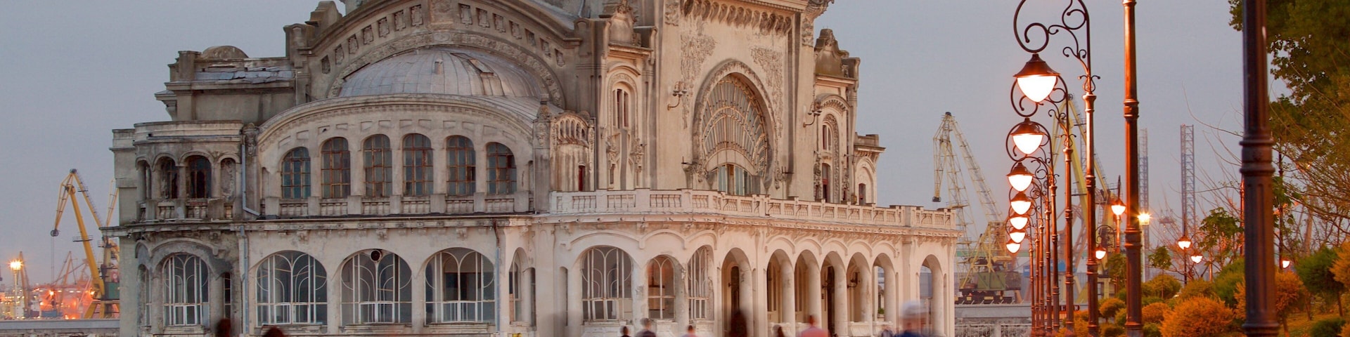 Constanta Casino featuring a sunset