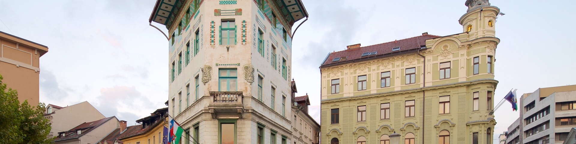 Preseren Square featuring a city, a square or plaza and heritage architecture