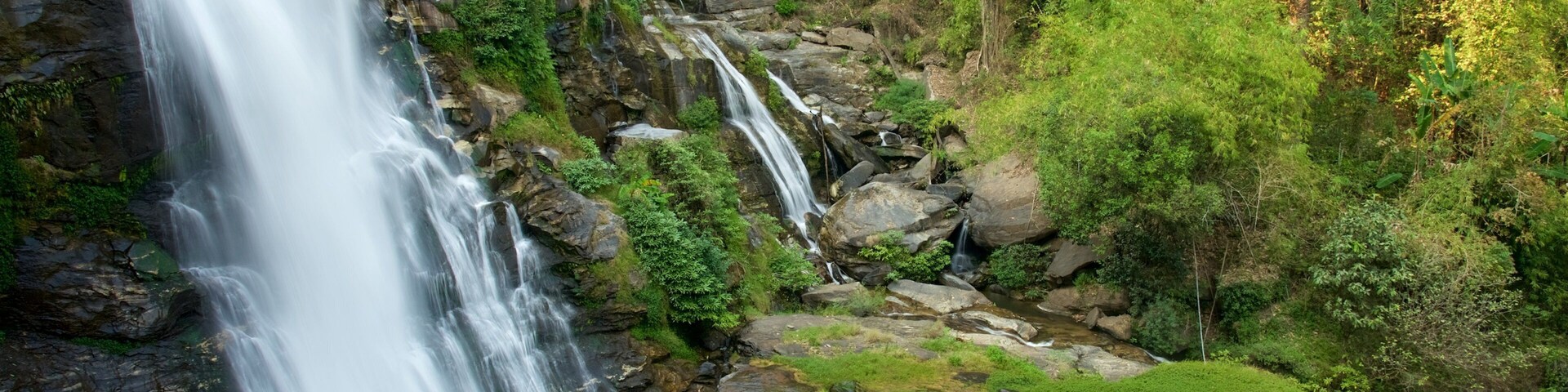 Doi Inthanon National Park which includes a waterfall and forests