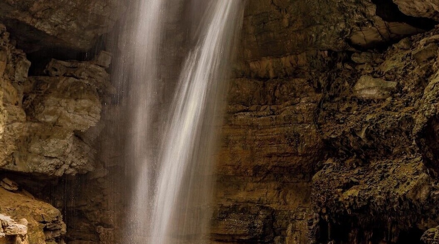Waterfall inside the cave.