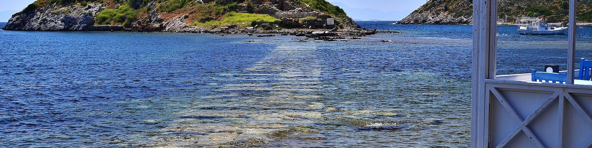 Our accommodation host recommended we come here.  I loved it!  On Rabbit Island there are ruins that date back thousands of year and they're not fully unearthed yet.  The Kings Way is that path you can see under the water leading to the island that was once above water.  You can still walk on it today but it's extremely slippery.  Better if you walk slightly to the side just off the pavers.  This shot is taken near one of the many restaurants that line the shore.  We had lunch here, I can still taste it - wonderful.
