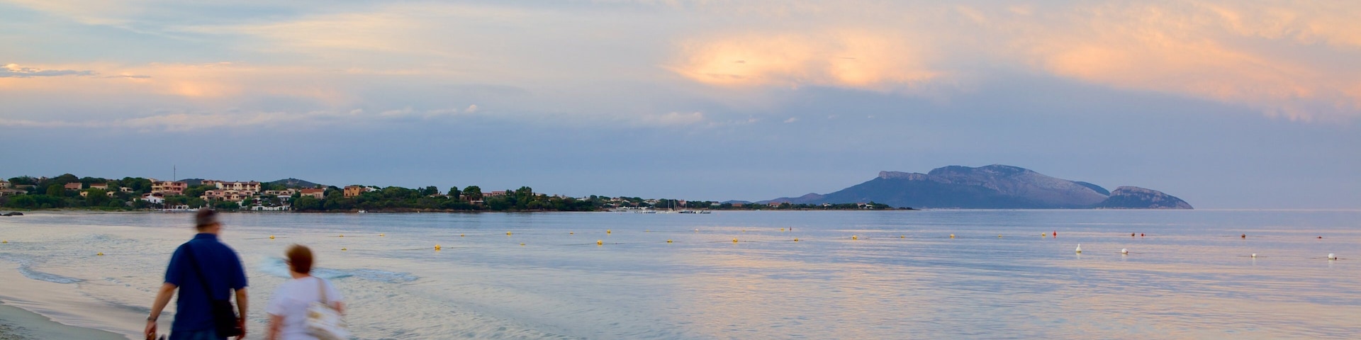 Pittulongu Beach featuring a sunset and a beach as well as a couple